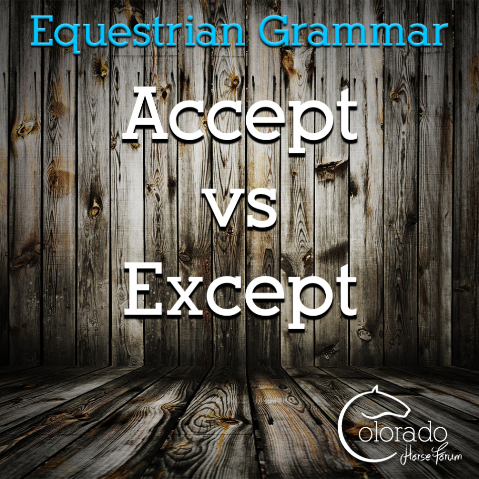 Equestrian Grammar Lesson: Accept VS Except - Colorado Horse Forum